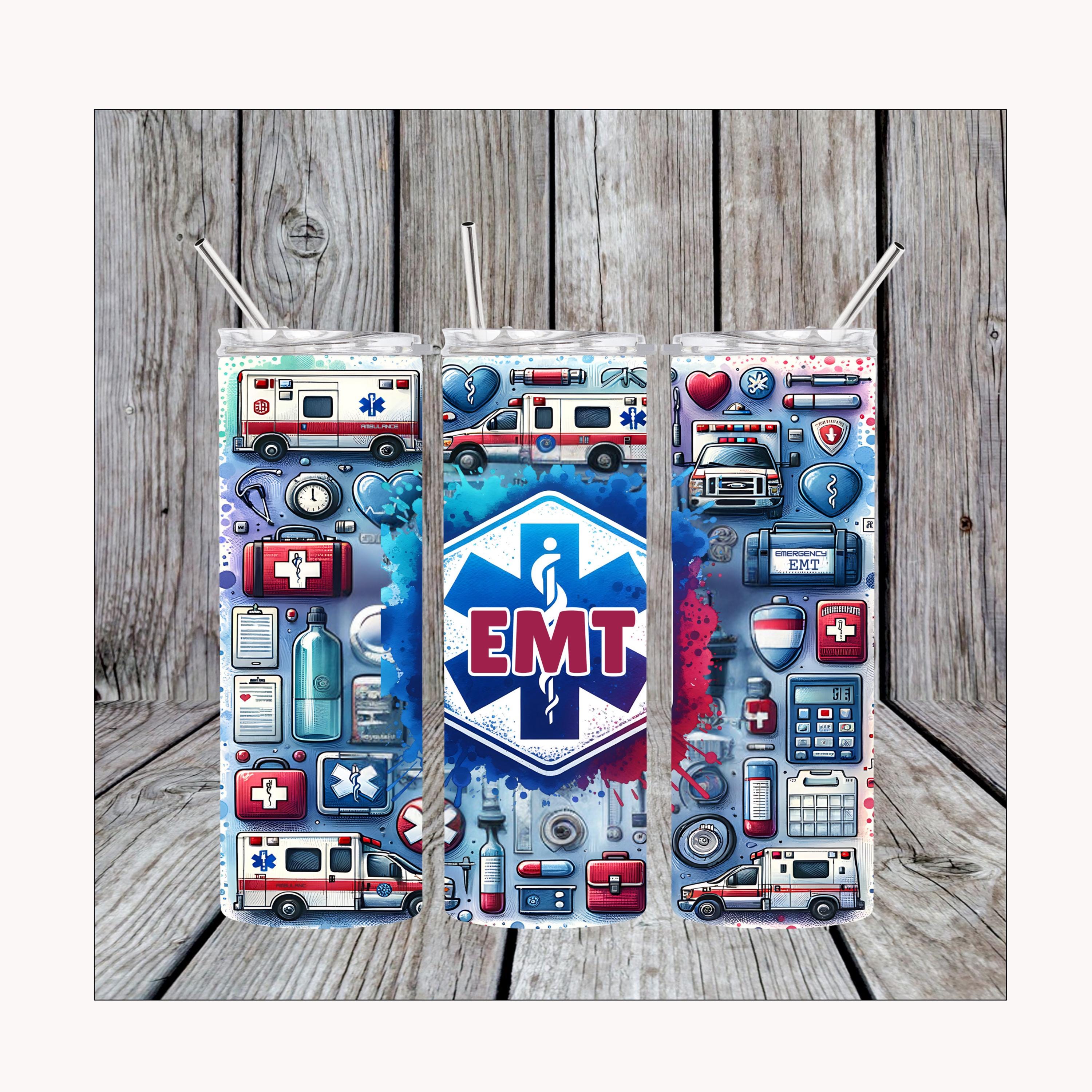 EMT 20oz Skinny Tumbler PNG, Paramedic Sublimation Design Download, EMT ...