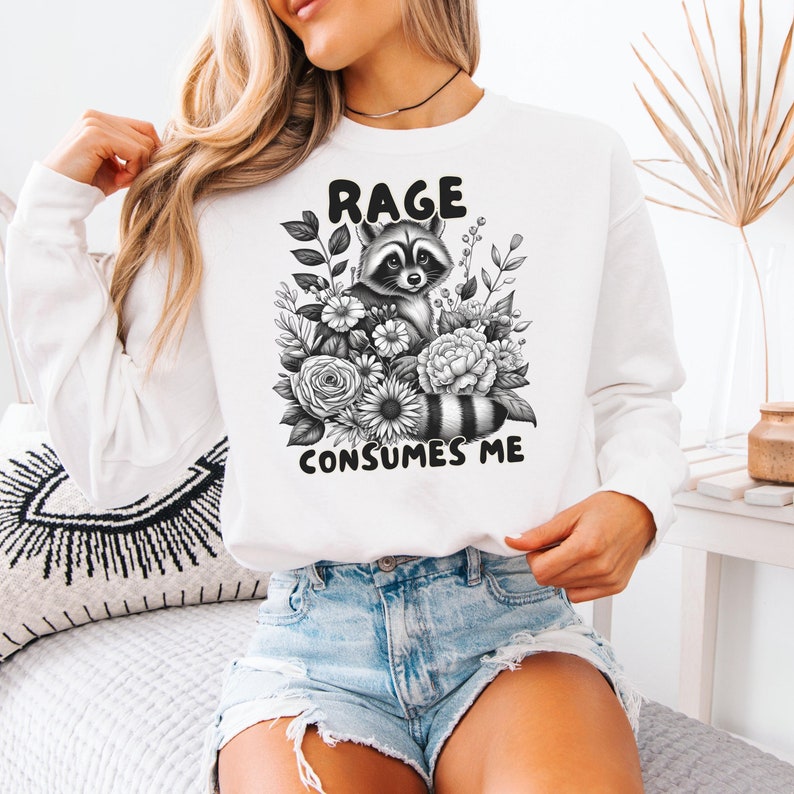 Raccoon Meme PNG, Rage Consumes Me, Weirdcore Shirt, Unhinged Shirt ...