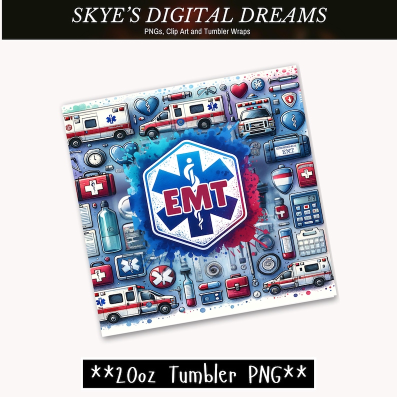 EMT 20oz Skinny Tumbler PNG, Paramedic Sublimation Design Download, EMT ...