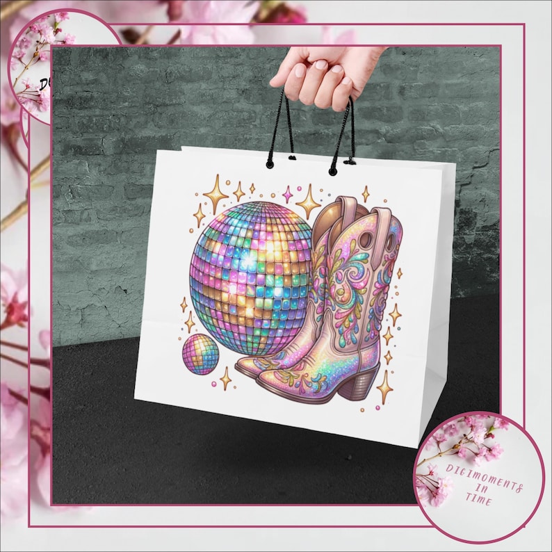 Disco Ball & Cowboy Boots Clipart - Perfect for a Pink Western Night ...