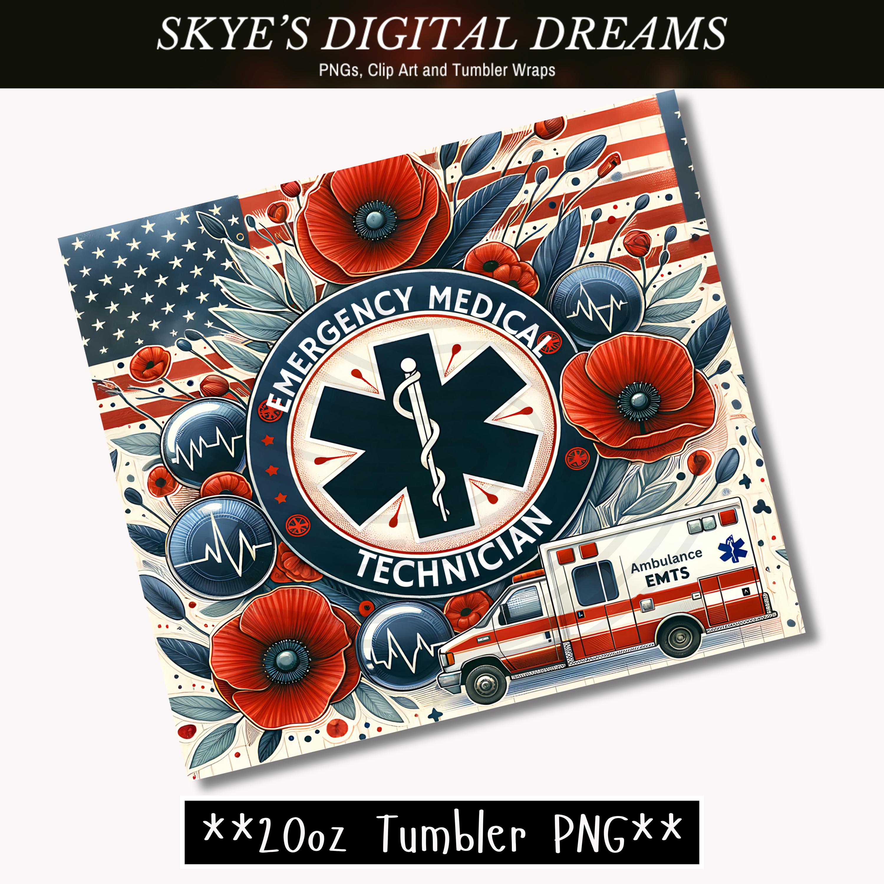 EMT Tumbler Wrap PNG, EMT 20oz Skinny Tumbler, Paramedic Sublimation ...