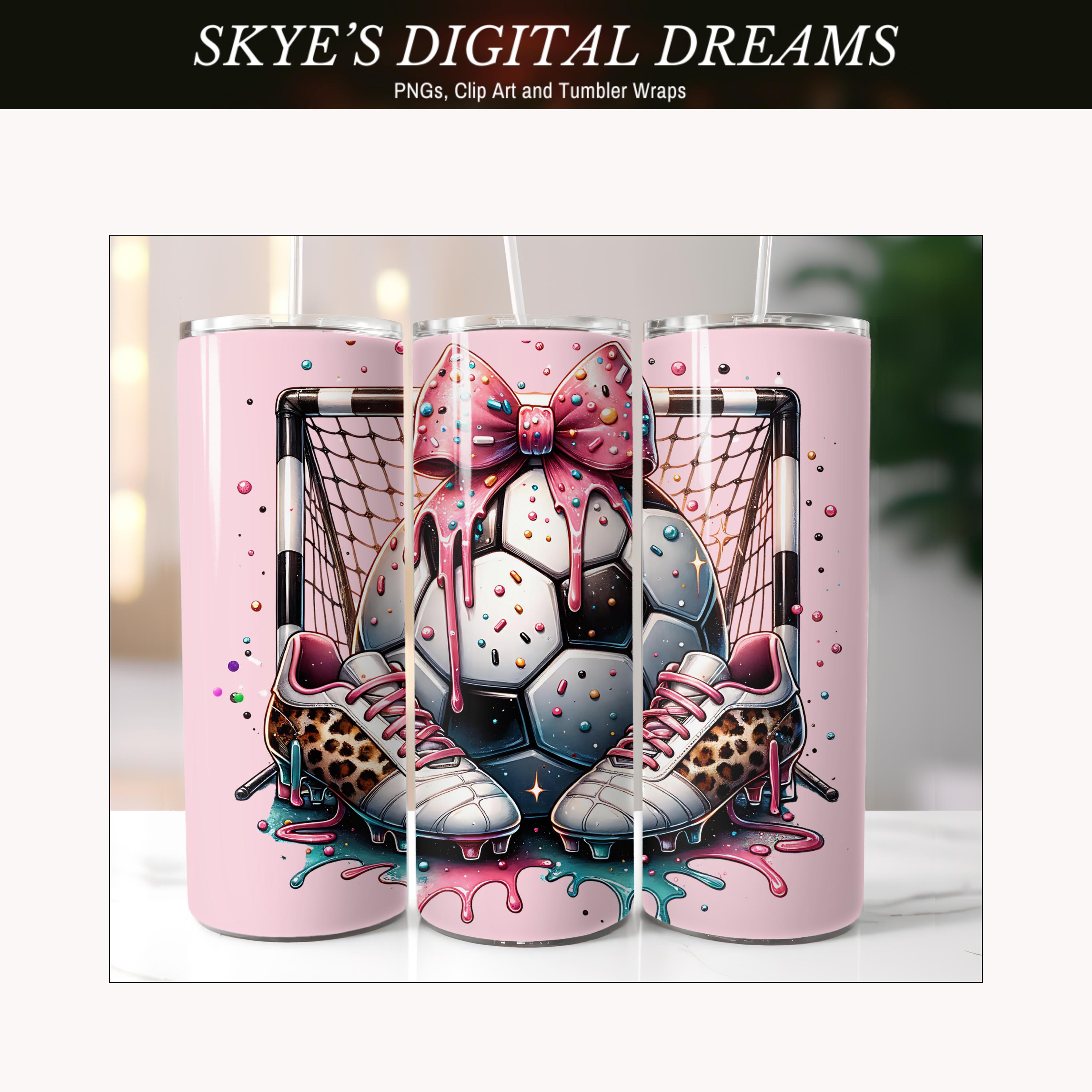 Coquette Soccer Ball Ice Cream Drip Tumbler PNG, Soccer Sport Team ...
