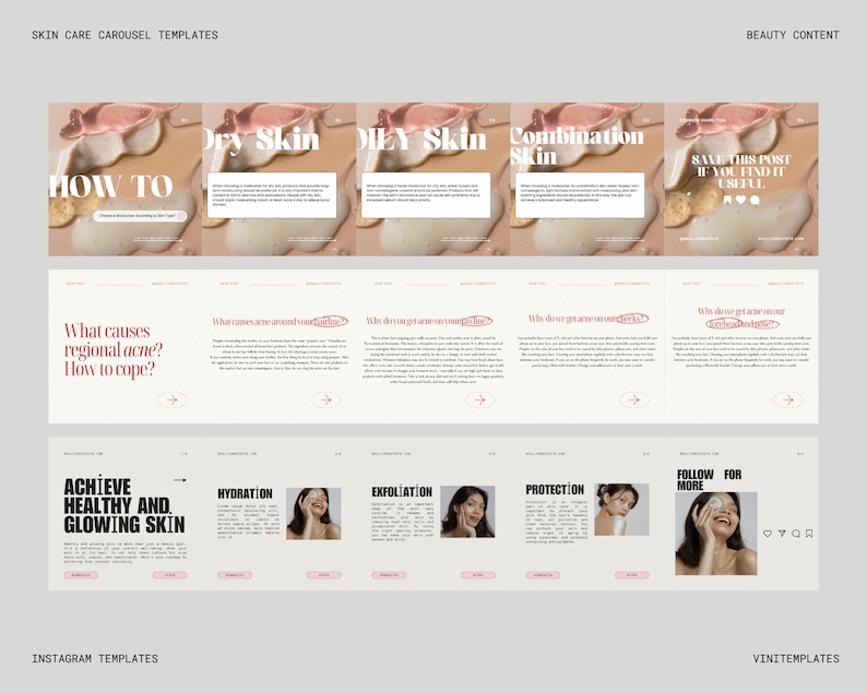 Skincare Instagram Seamless Carousel Post Template, Esthetician ...