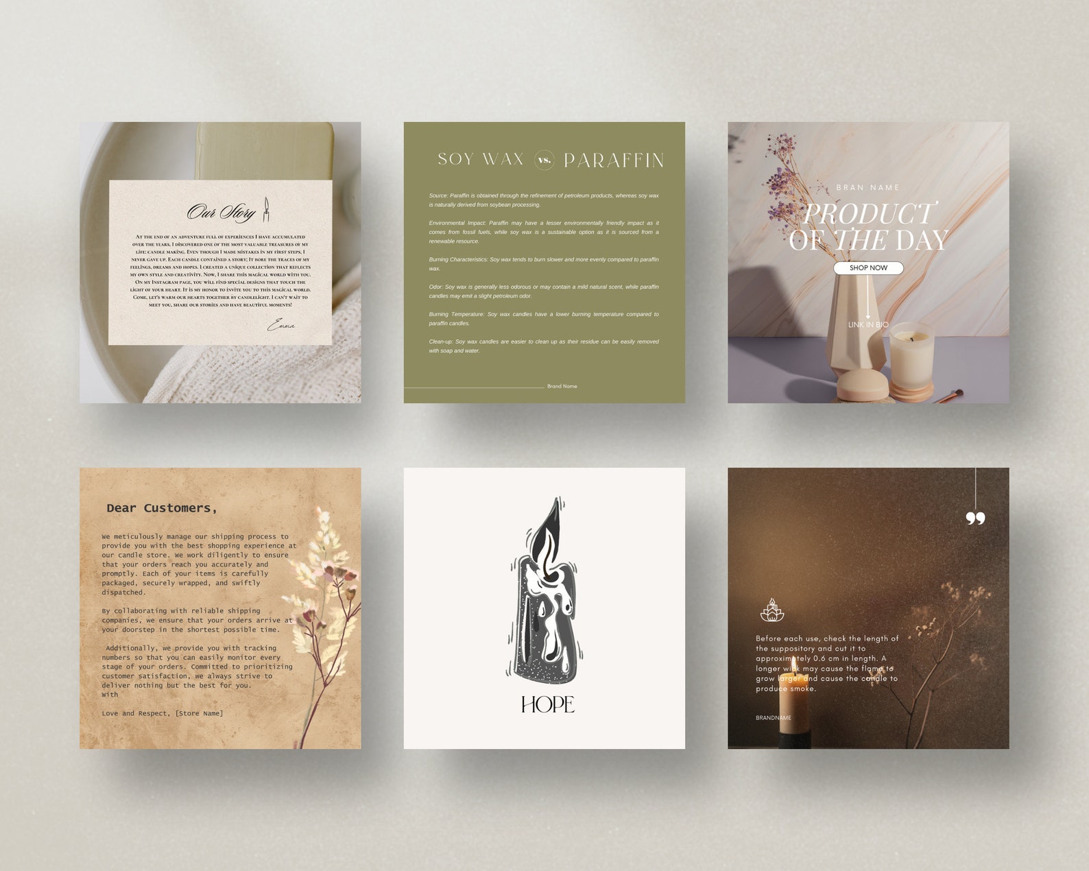 Candle Business Templates, Candlemaker İnstagram Posts, Candle Branding ...