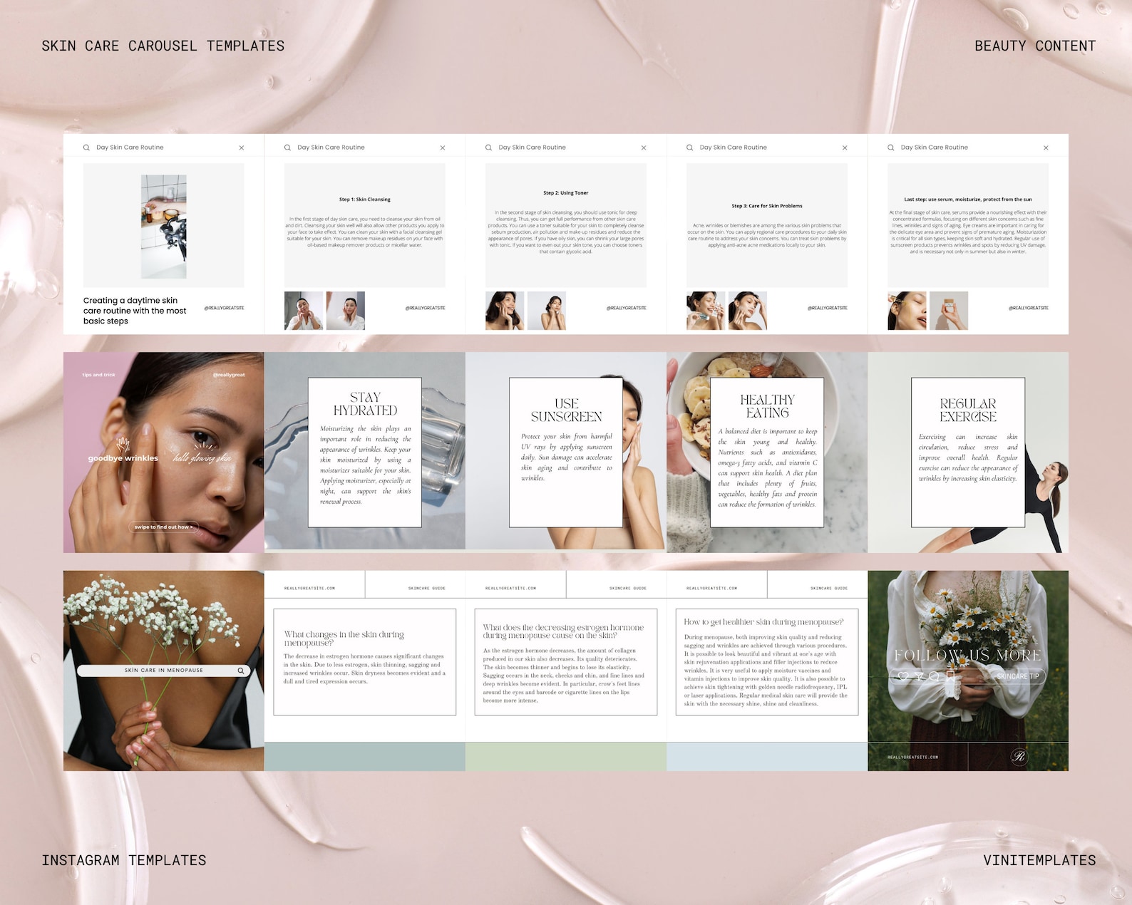 Skincare Instagram Seamless Carousel Post Template, Esthetician ...