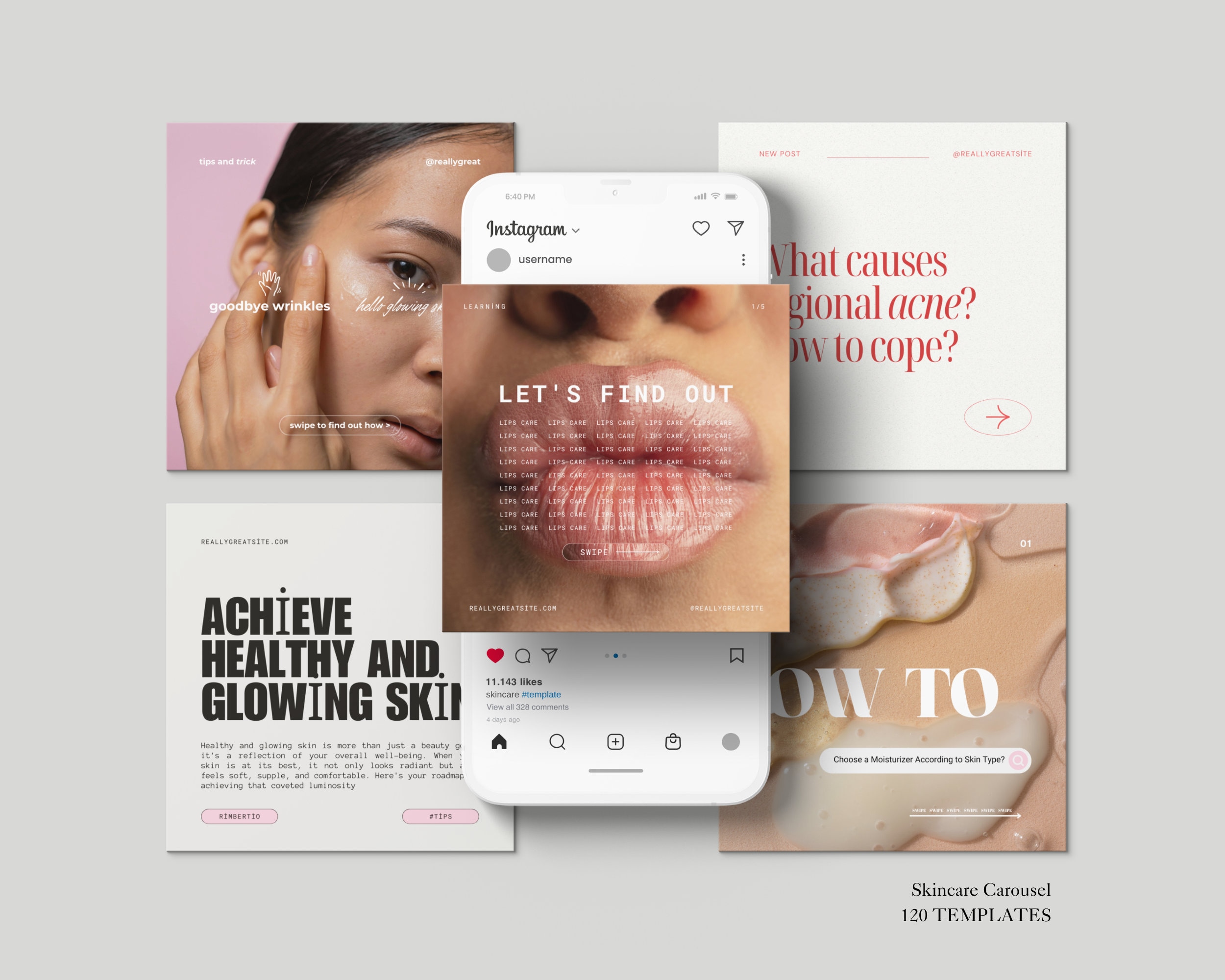 Skincare Instagram Seamless Carousel Post Template, Esthetician ...