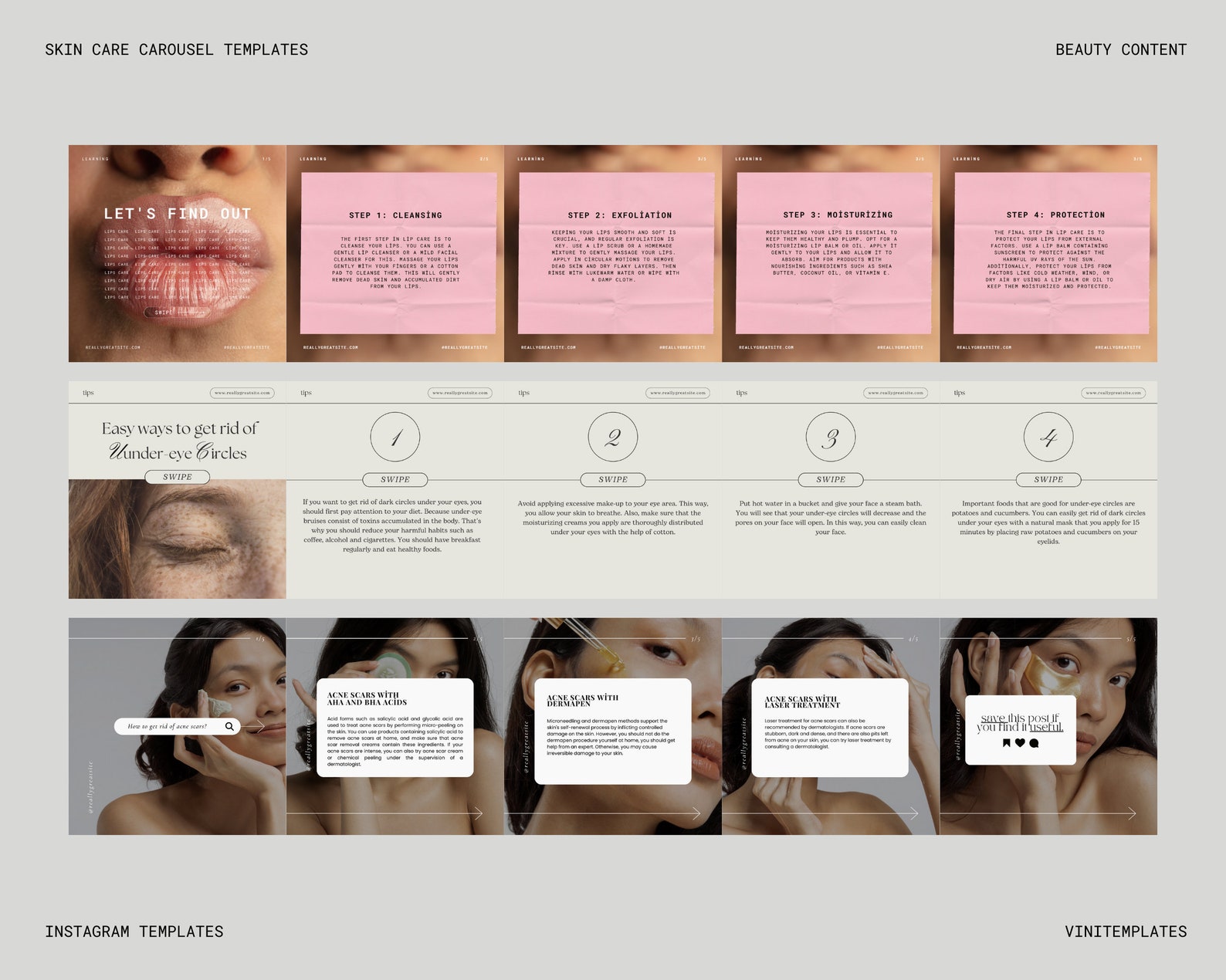 Skincare Instagram Seamless Carousel Post Template, Esthetician ...