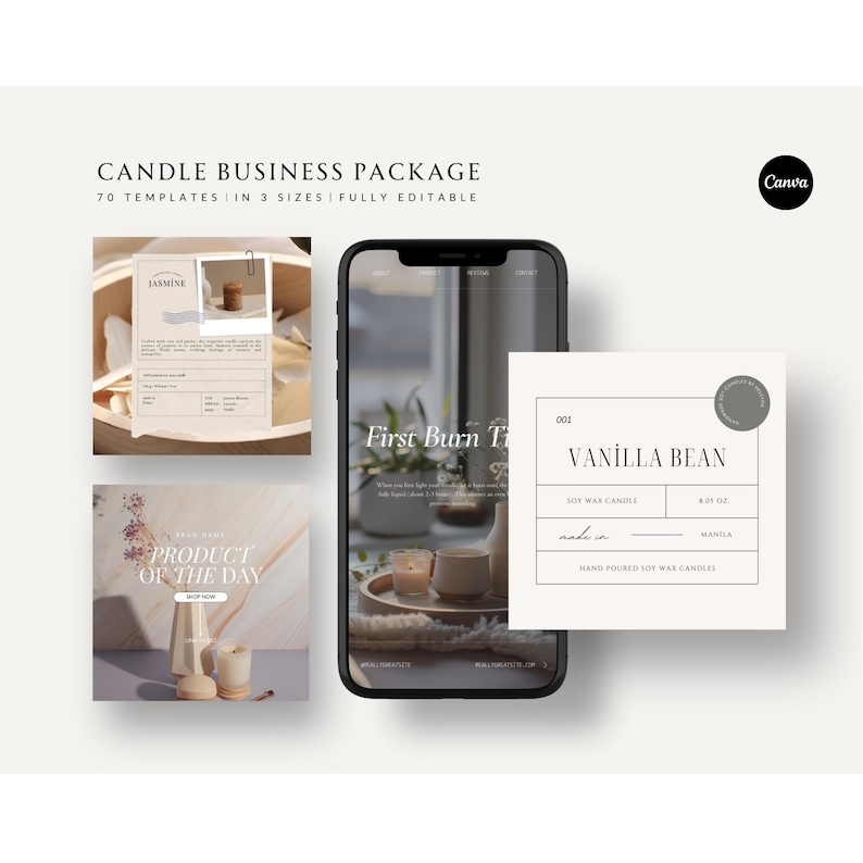 Candle Business Templates, Candlemaker İnstagram Posts, Candle Branding ...