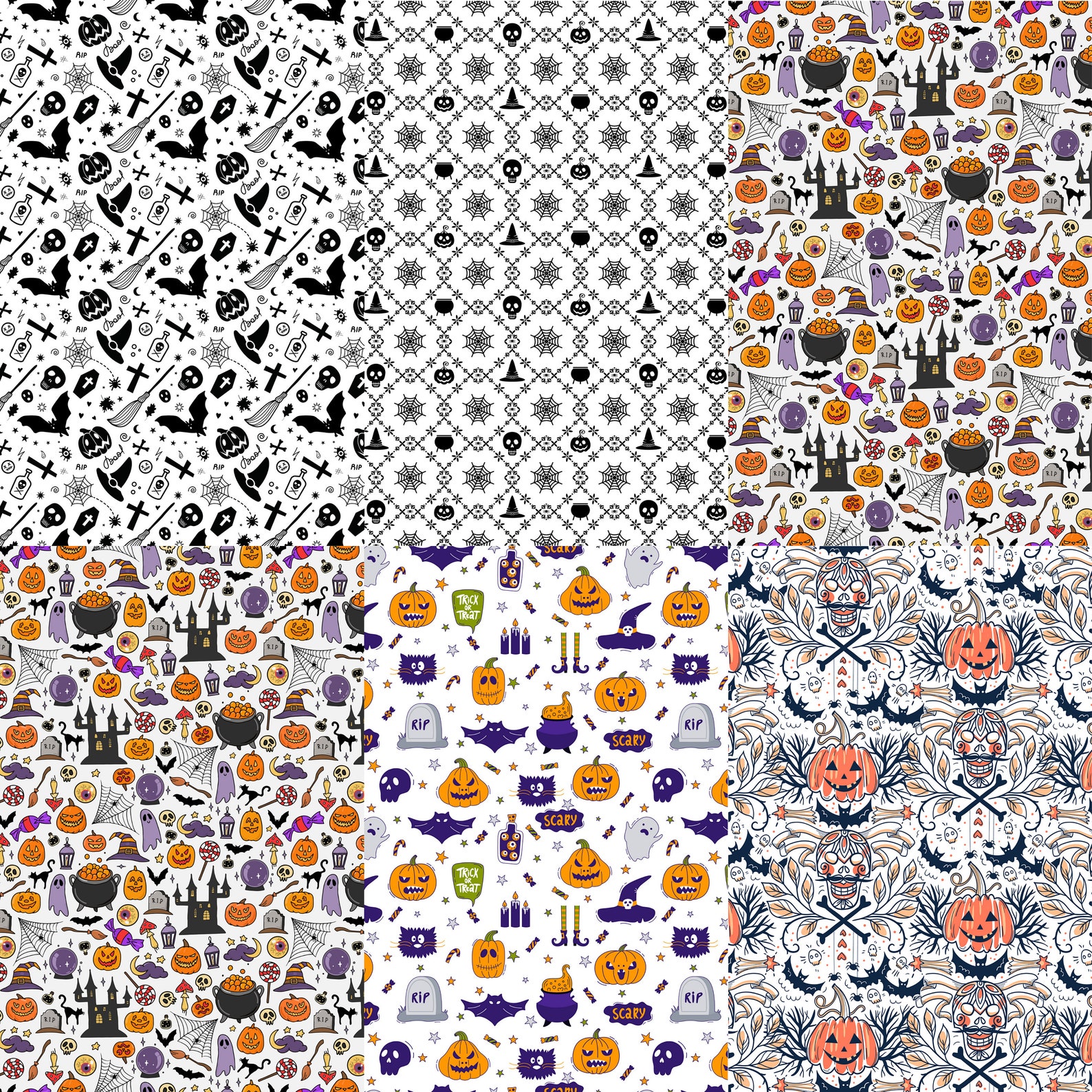 Halloween Digital Paper Mega Bundle Halloween 30 Print - Etsy