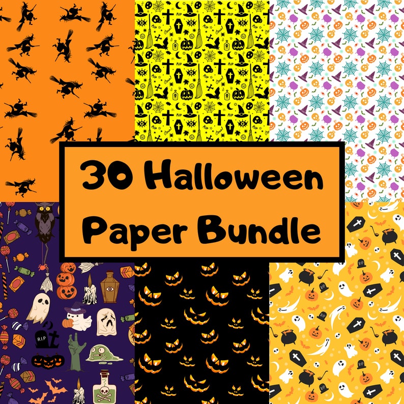 Halloween Digital Paper Mega Bundle Halloween 30 Print - Etsy