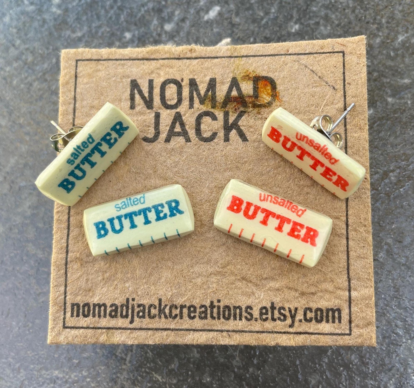 Stick of Butter Stud Earrings. Salted and Unsalted Butter Sticks. - Etsy
