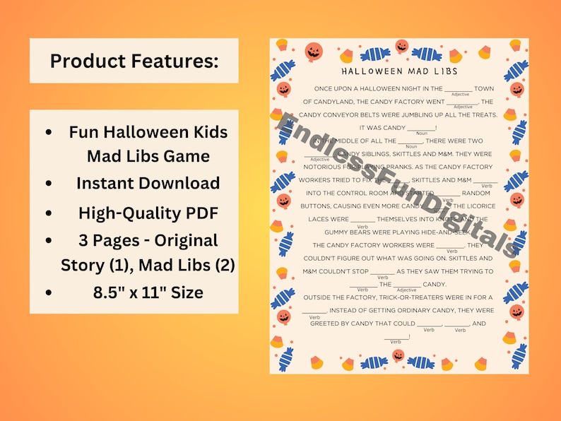 Halloween Mad Libs Activity for Kids - Etsy