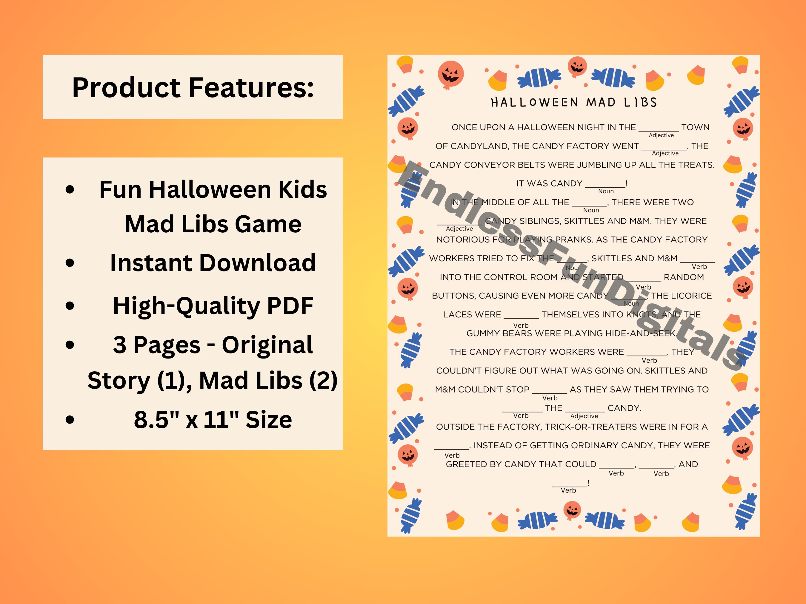 Halloween Mad Libs Activity for Kids - Etsy