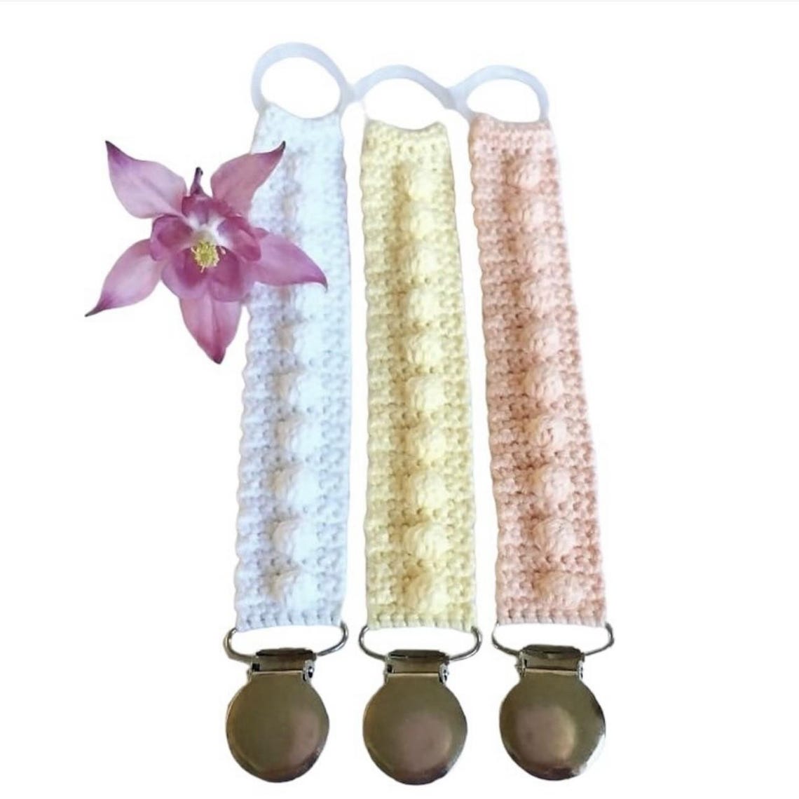 Crochet Pattern Pacifier Holder, Pacifier Clip With Bubbles, Crochet ...