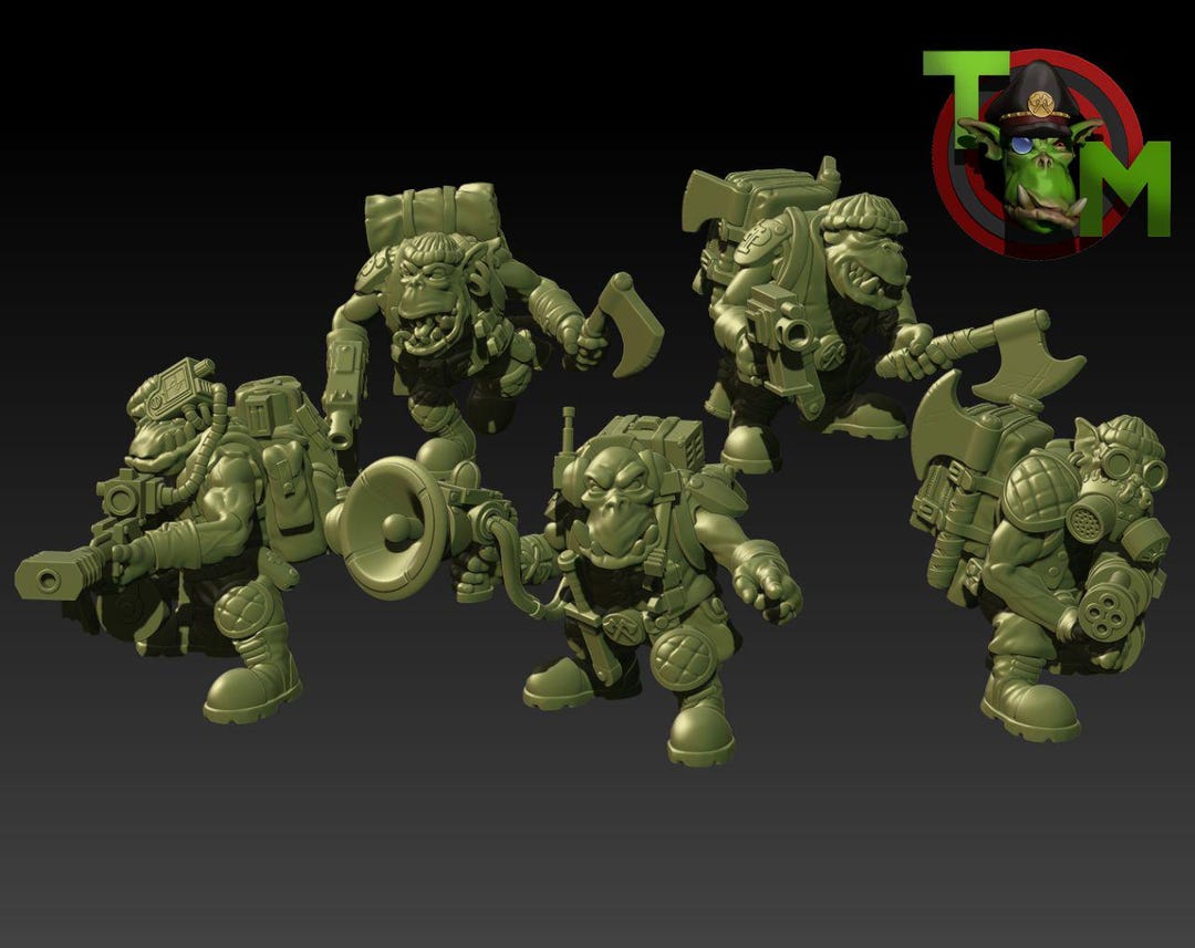 5 Ork Boy Kommandos! Unique Retro Style Models - Trollett Miniature - Etsy