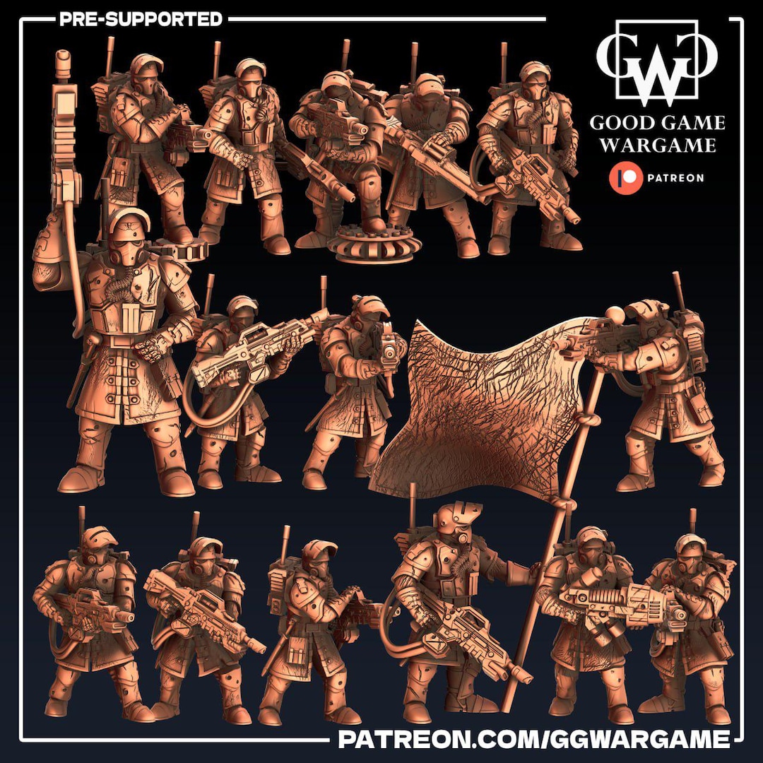 Steel Legion Squad Battle Damaged - Human Division 28mm Tabletop Sci-fi ...