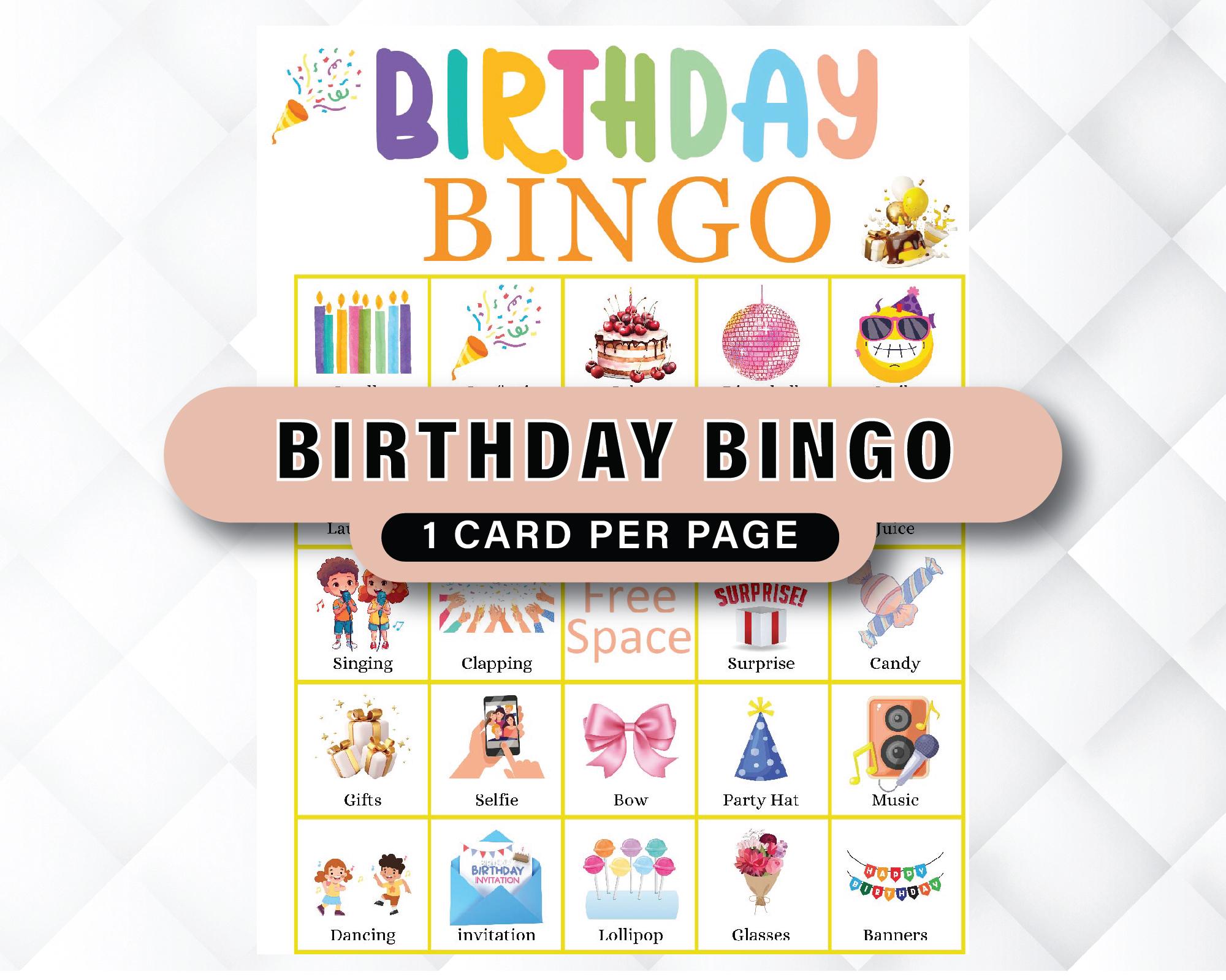 60 Birthday Bingo Cards, Birthday Bingo Game, Birthday Party Activities ...