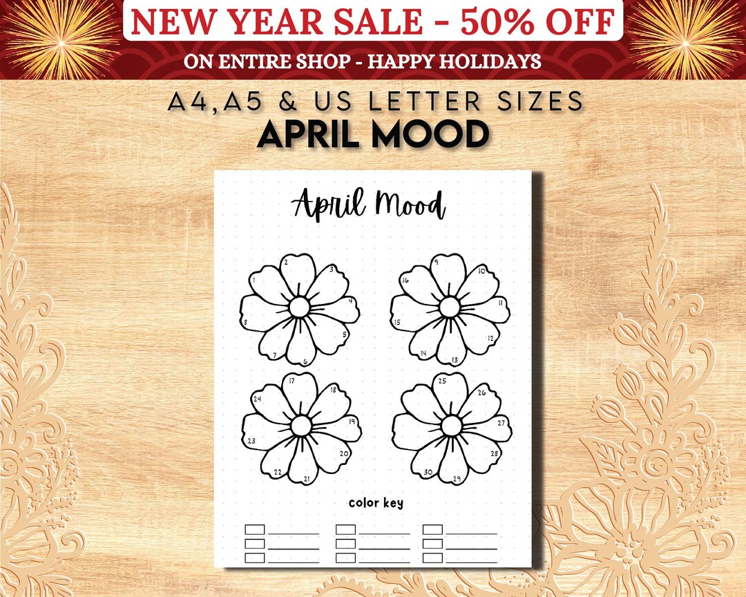April Month Mood Tracker Printable, Wellness Journal, Digital Mental ...