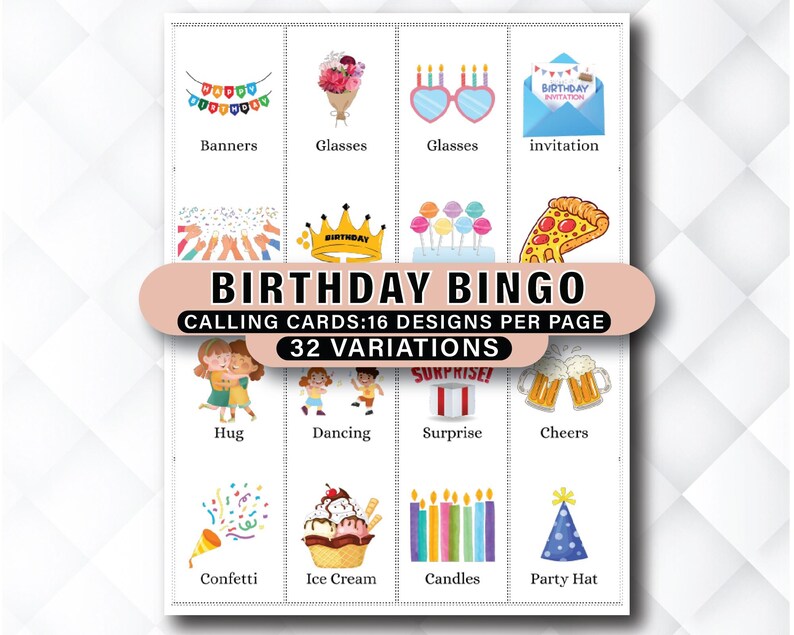 60 Birthday Bingo Cards, Birthday Bingo Game, Birthday Party Activities ...