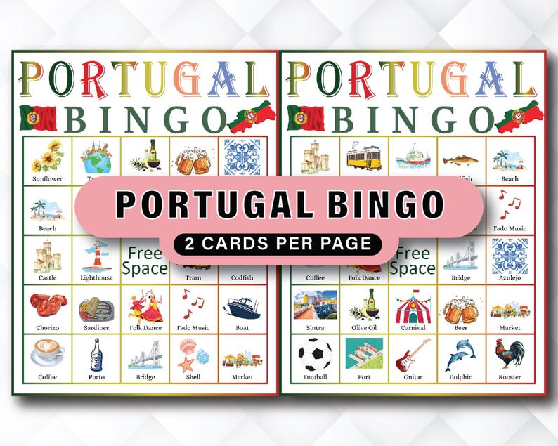 60 Portugal Bingo Cards, Portugal-themed Bingo, Europe Trip Vacation ...