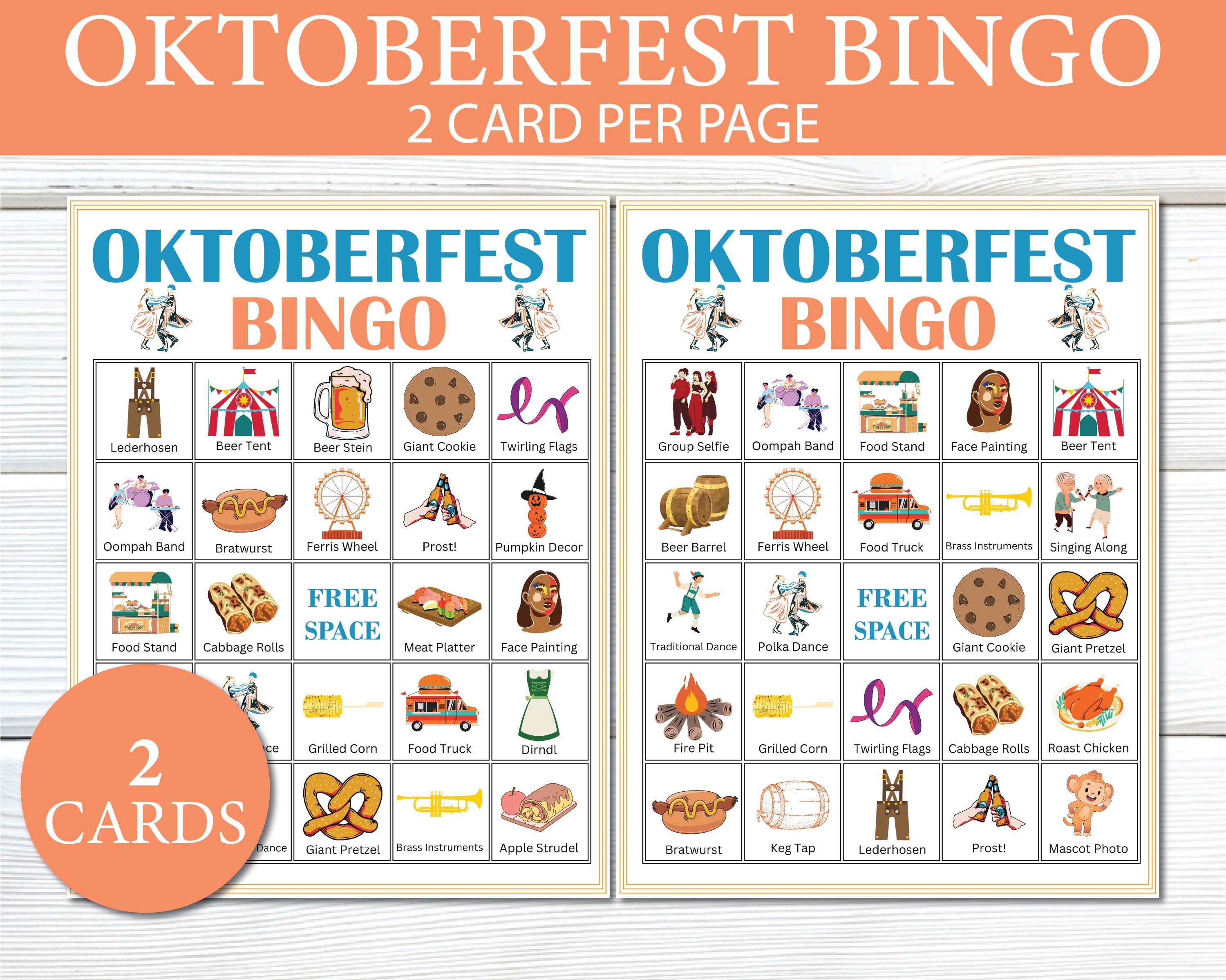 50 Oktoberfest Bingo Cards, Oktoberfest Bingo Game, Oktoberfest Games ...