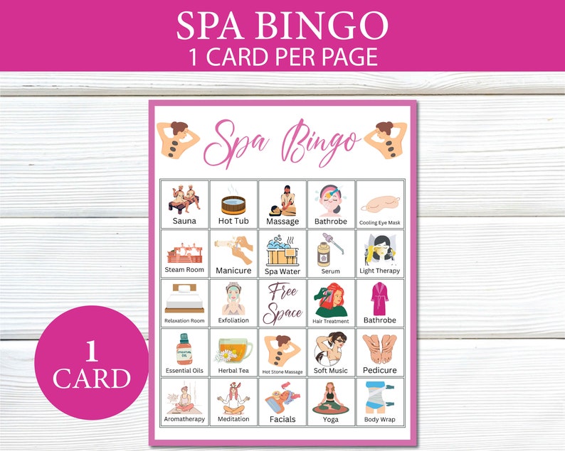 Spa Bingo, 60 Spa Bingo Cards, Spa Birthday Party Game, Spa Themed ...