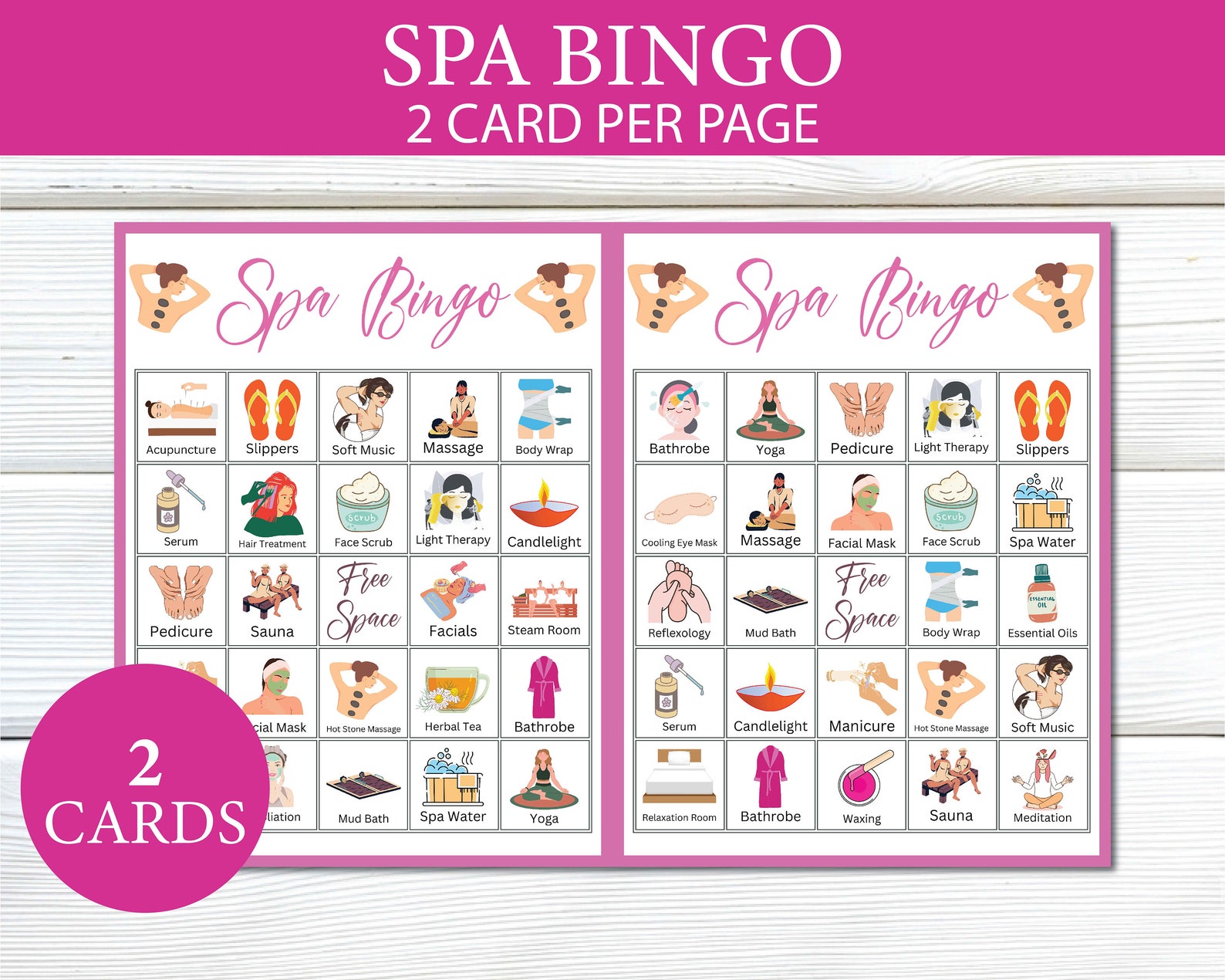 Spa Bingo, 60 Spa Bingo Cards, Spa Birthday Party Game, Spa Themed ...