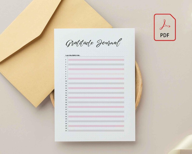 Gratitude Journal, PRINTABLE Journal Page, Wellness Journal, Gratitude ...