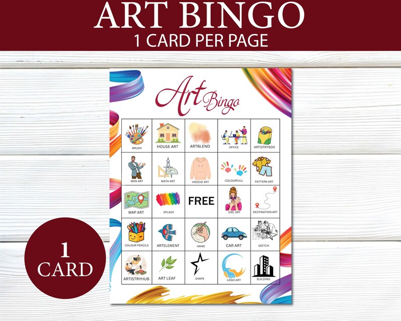 Art Bingo, 50 Printable Art Bingo Cards, Art Party Game for Kids, Art ...