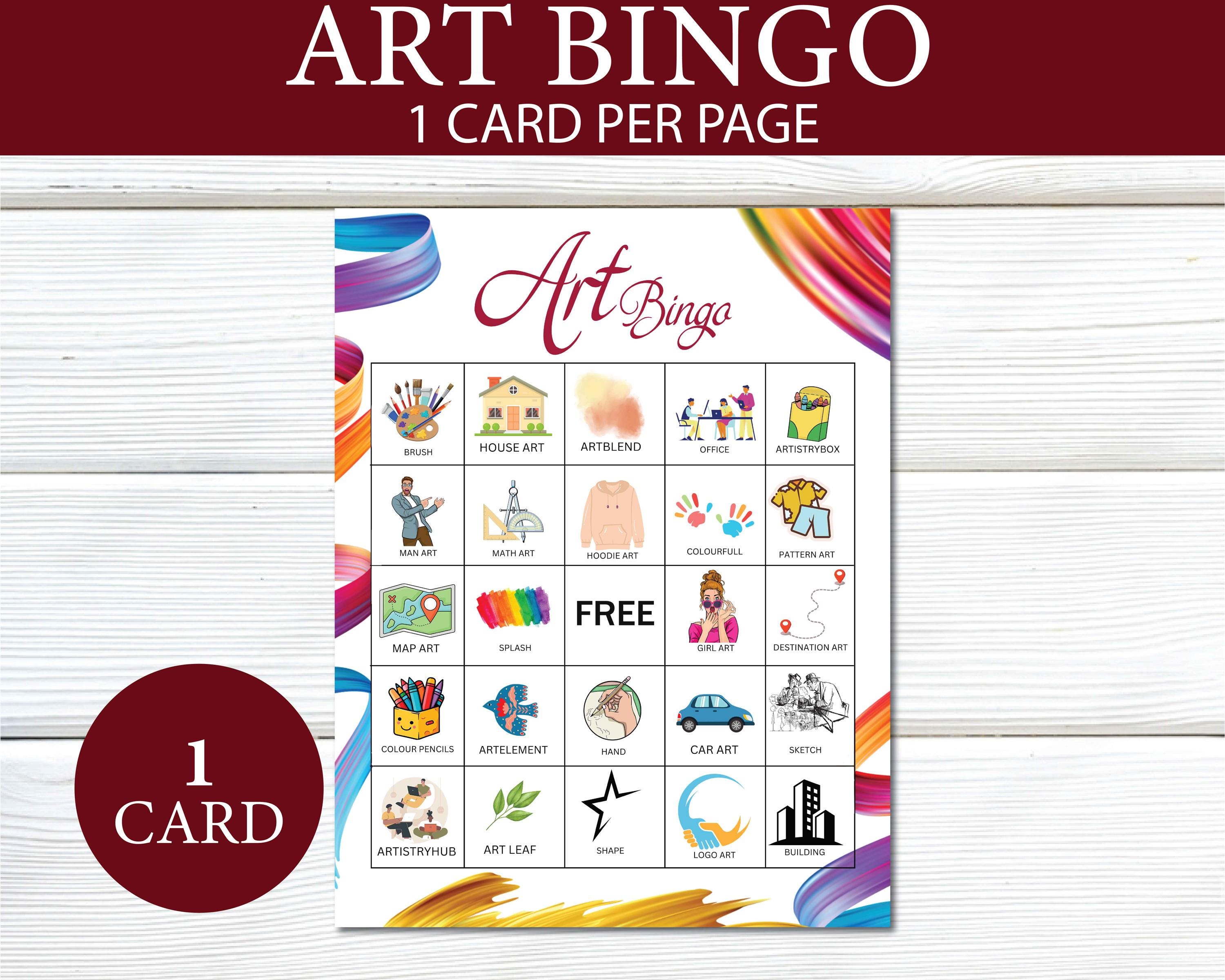 Art Bingo, 50 Printable Art Bingo Cards, Art Party Game for Kids, Art ...