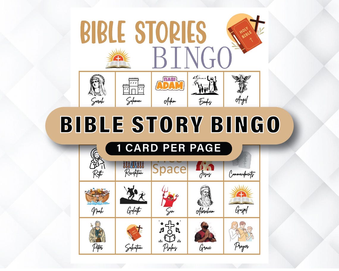 60 Bible Bingo Cards, Bible Stories Bingo, Sunday School Bingo, Bible ...