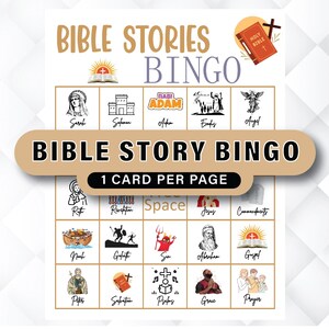 60 Bible Bingo Cards, Bible Stories Bingo, Sunday School Bingo, Bible ...