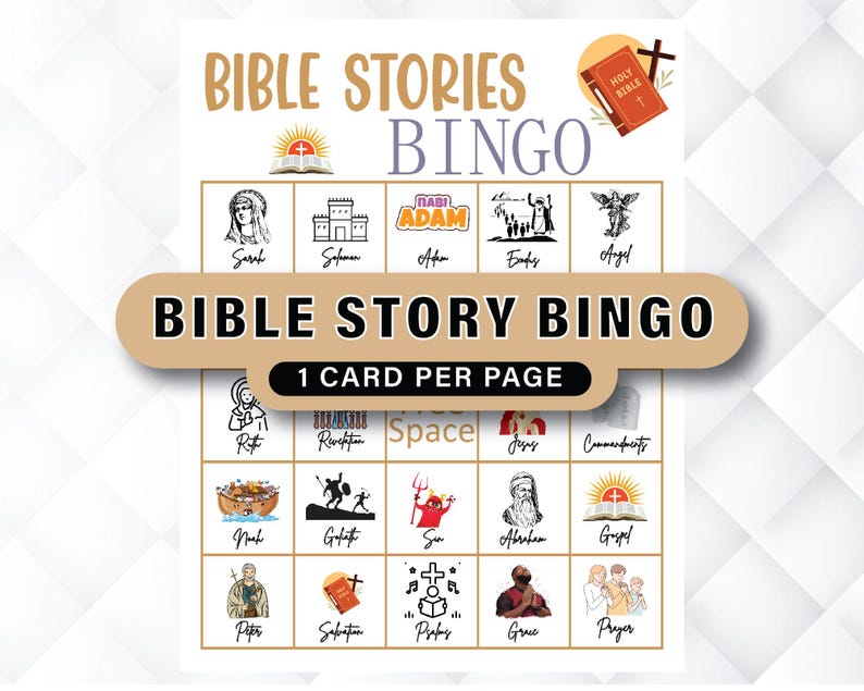 60 Bible Bingo Cards, Bible Stories Bingo, Sunday School Bingo, Bible ...