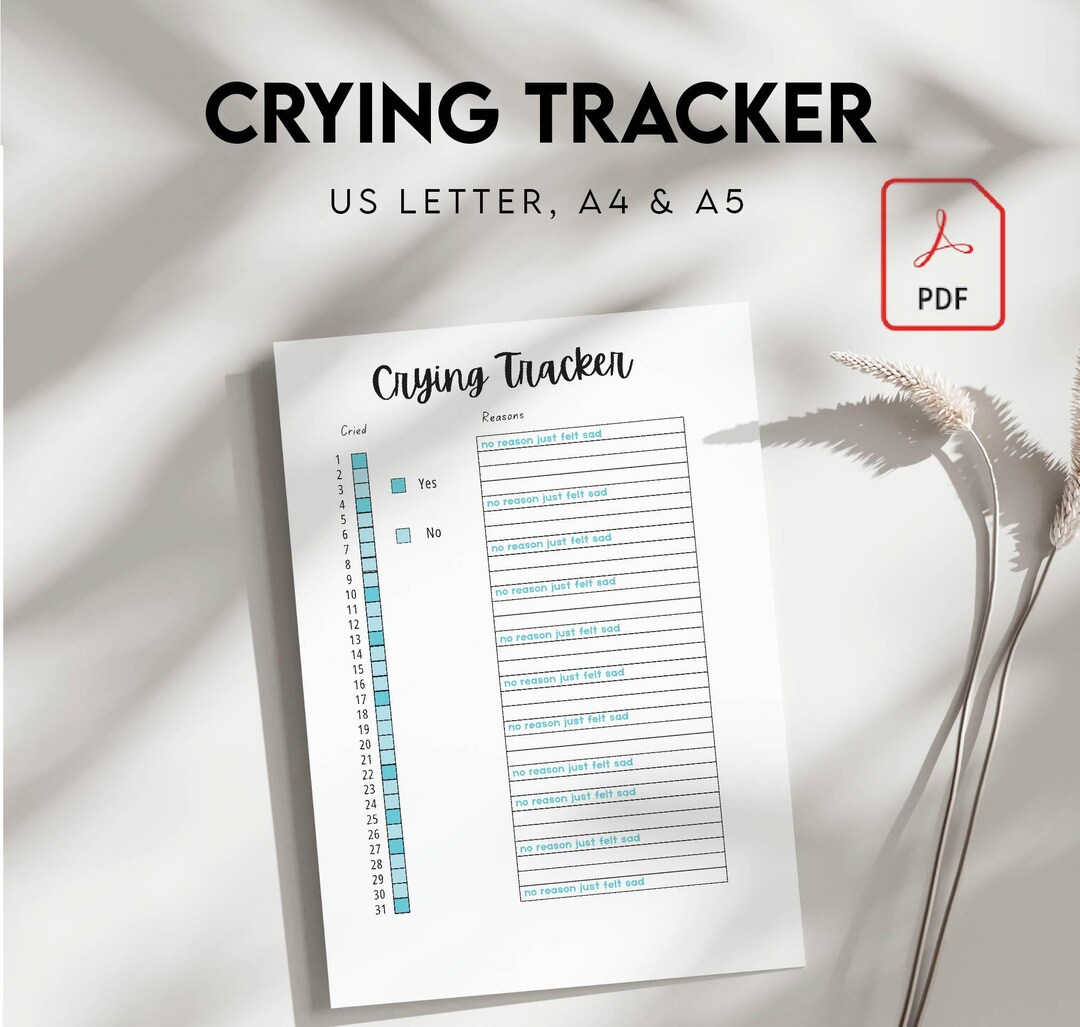 Crying Tracker, Planner Page, Crying Log Tracker, Mood Tracker, Feeling ...