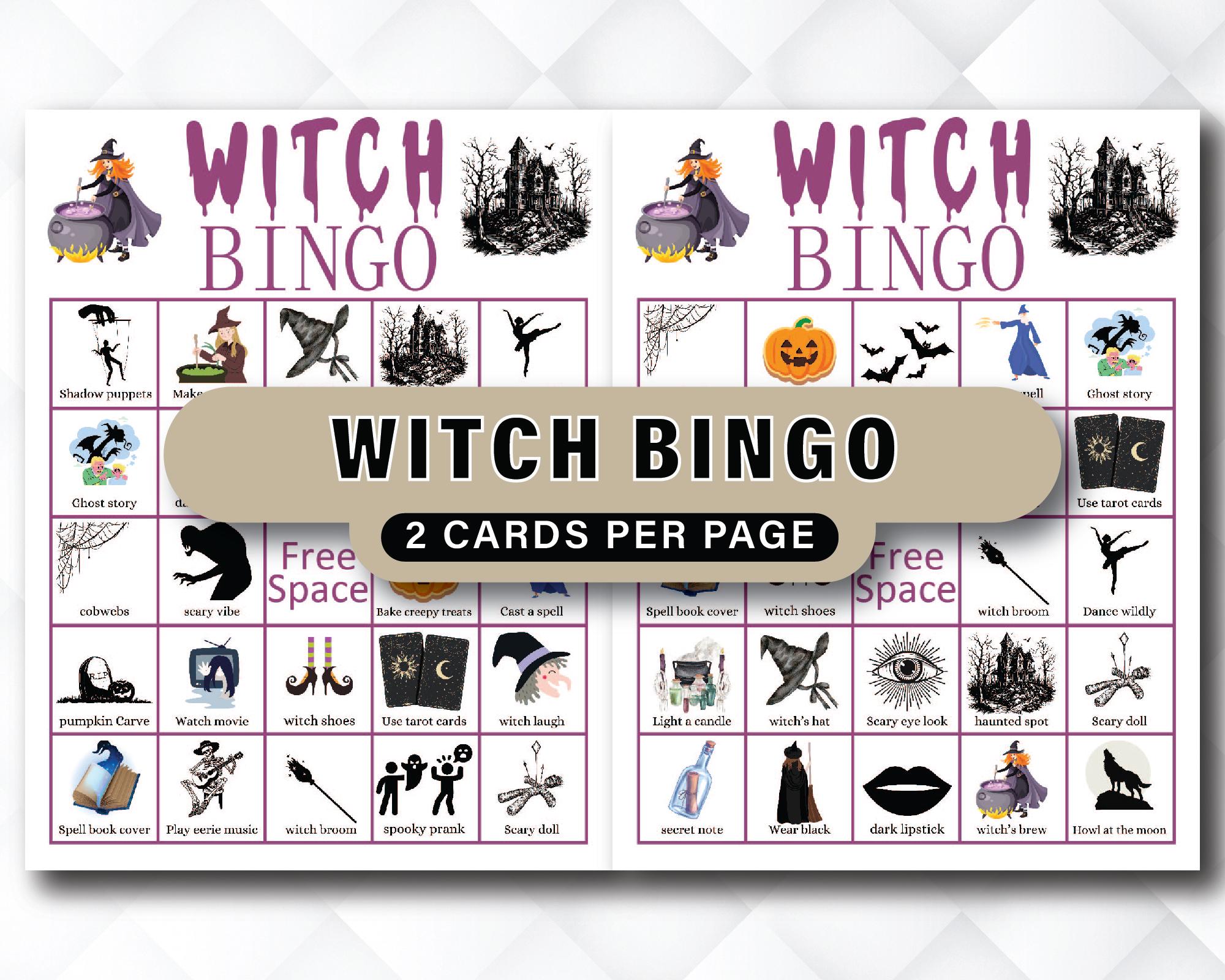 60 Witch Bingo Cards, Wicked Themed Party Game, Halloween Party Gam ...