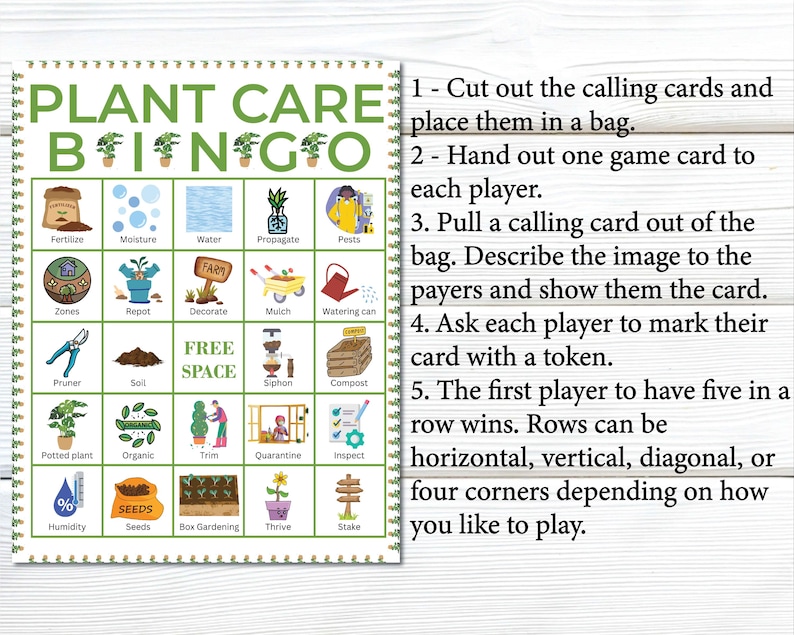 60 Plant Care Bingo Cards, Plant Care Game for Kids, Gardening Bingo ...