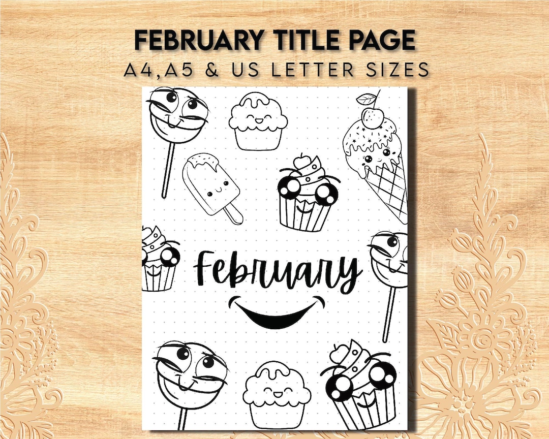 February Title Page, Printable Title Page, Journal Title Page and ...