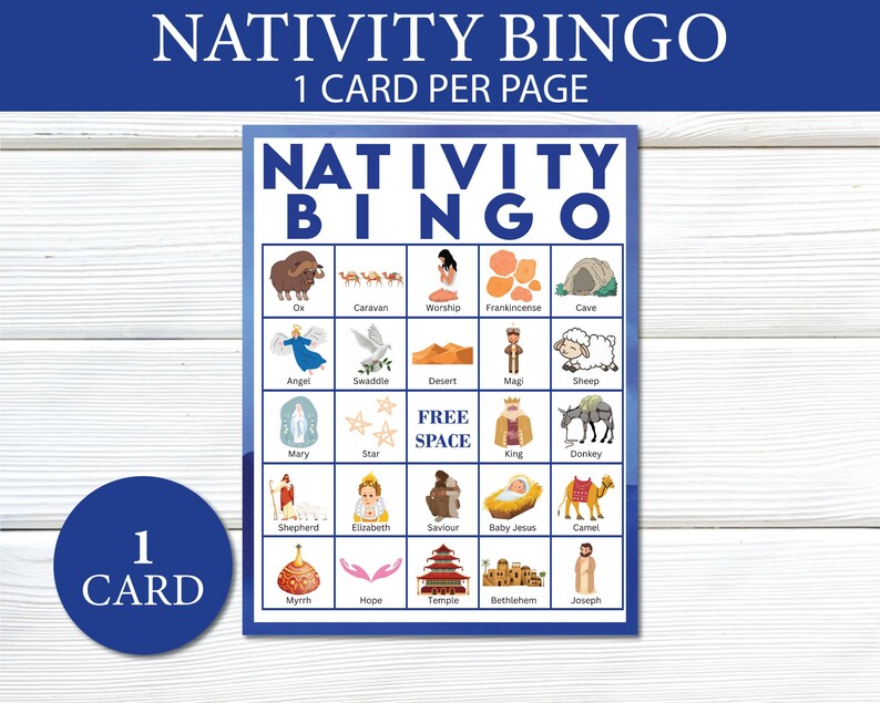 60 Nativity Bingo Cards, Christmas Nativity Bingo, Printable Nativity ...