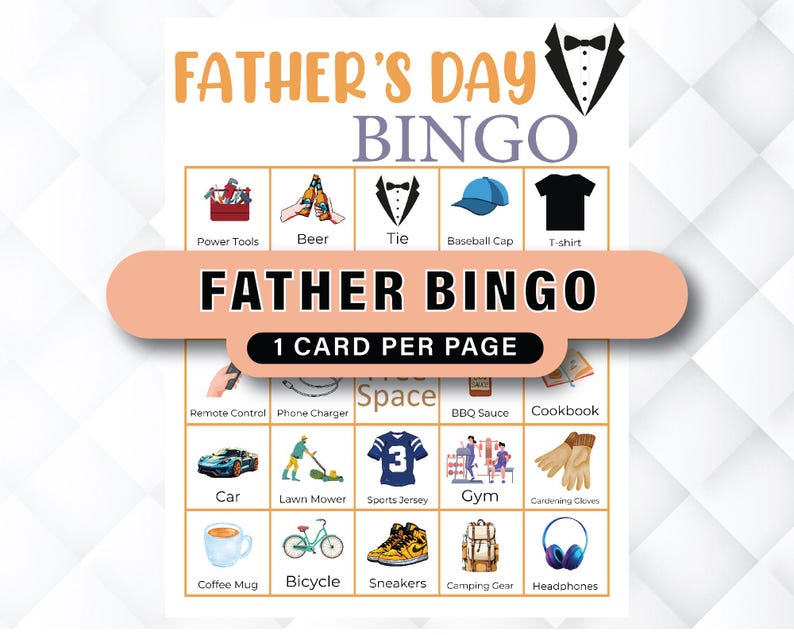 60 Happy Father's Day Bingo Cards, Father's Day Activity, Father's Day ...