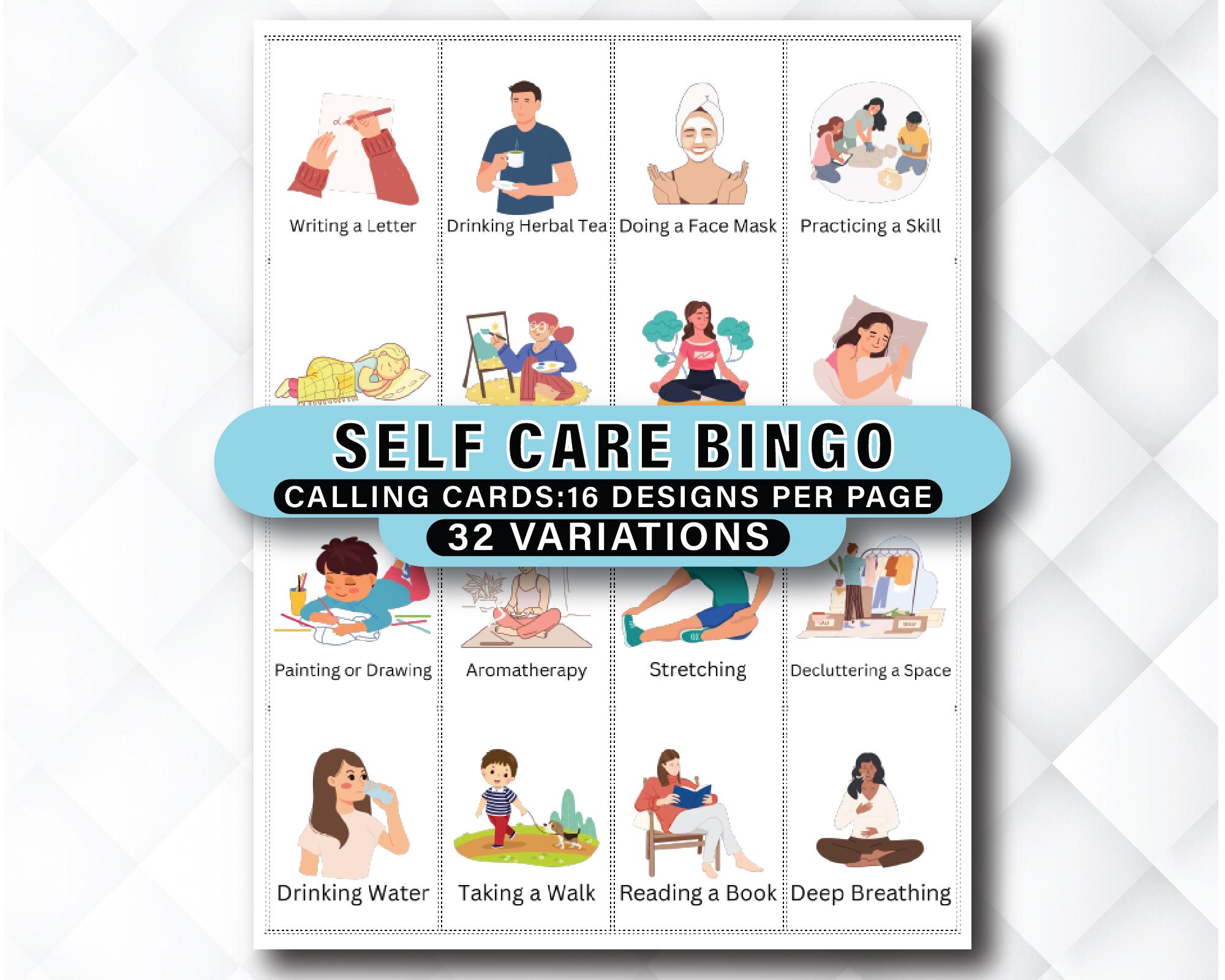 60 Self Care Bingo Game Cards, Mental Health Self-care Bingo Cards ...