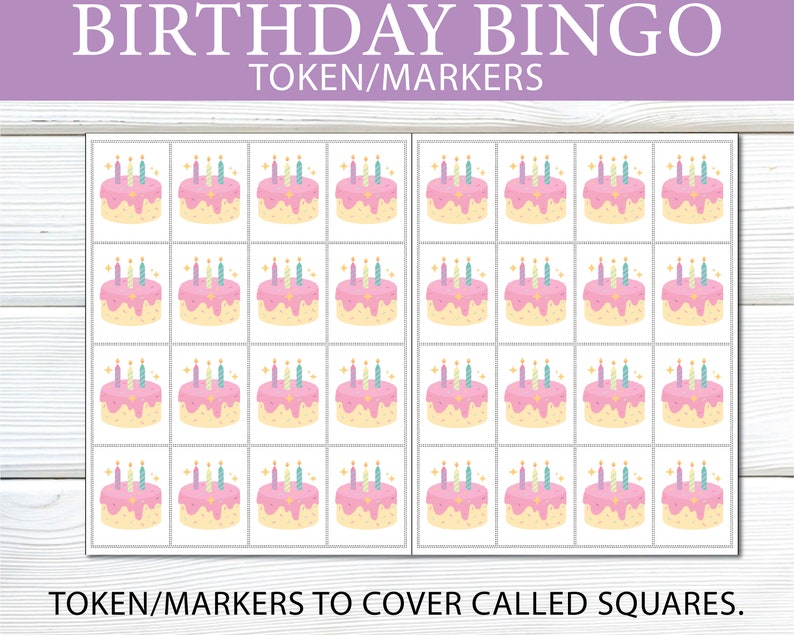 Birthday Bingo Cards Printable Game, 50 Happy Birthday Bingo Board Game ...
