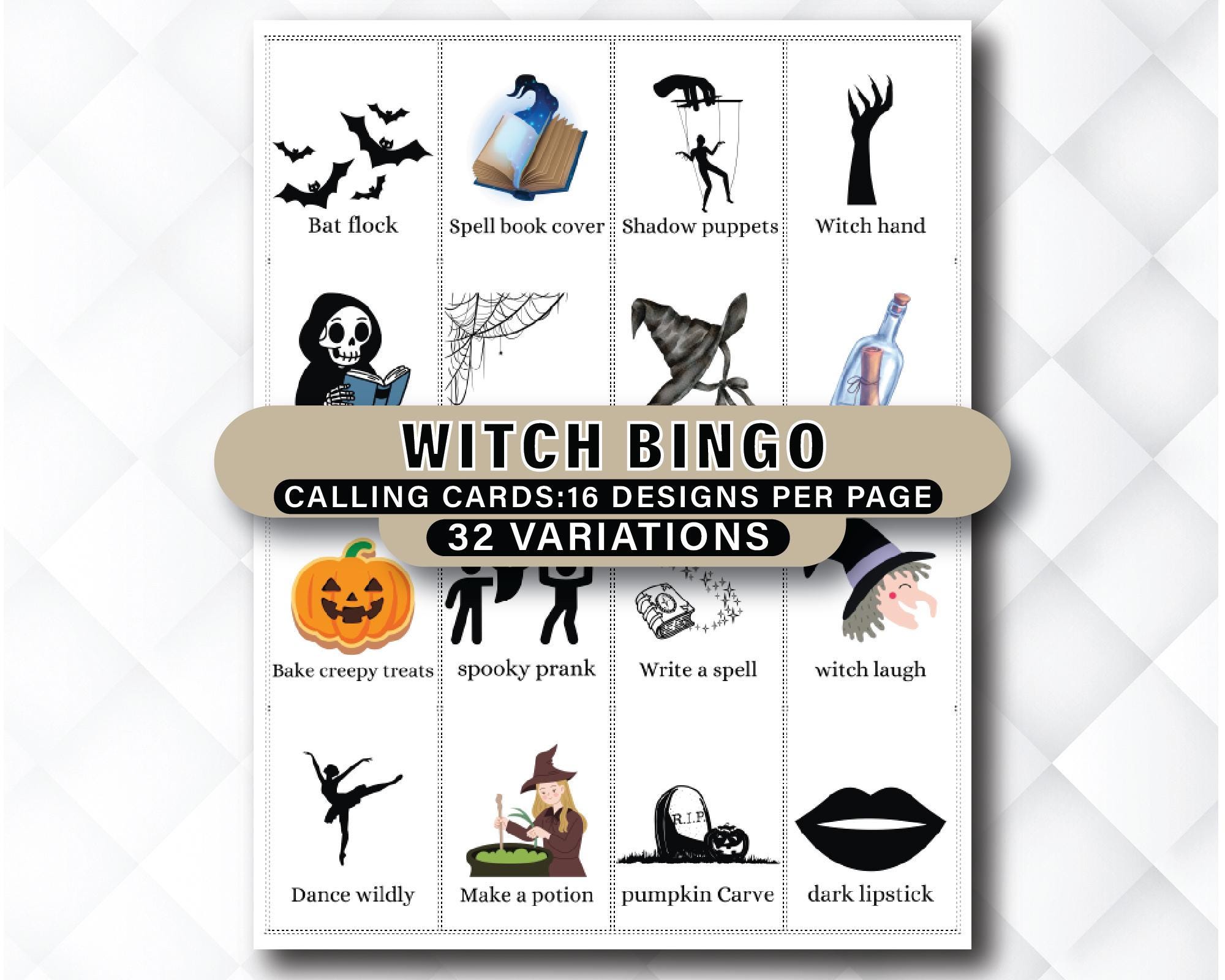 60 Witch Bingo Cards, Wicked Themed Party Game, Halloween Party Gam ...