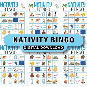 60 Nativity Bingo Cards, Christmas Nativity Bingo, Nativity Game ...