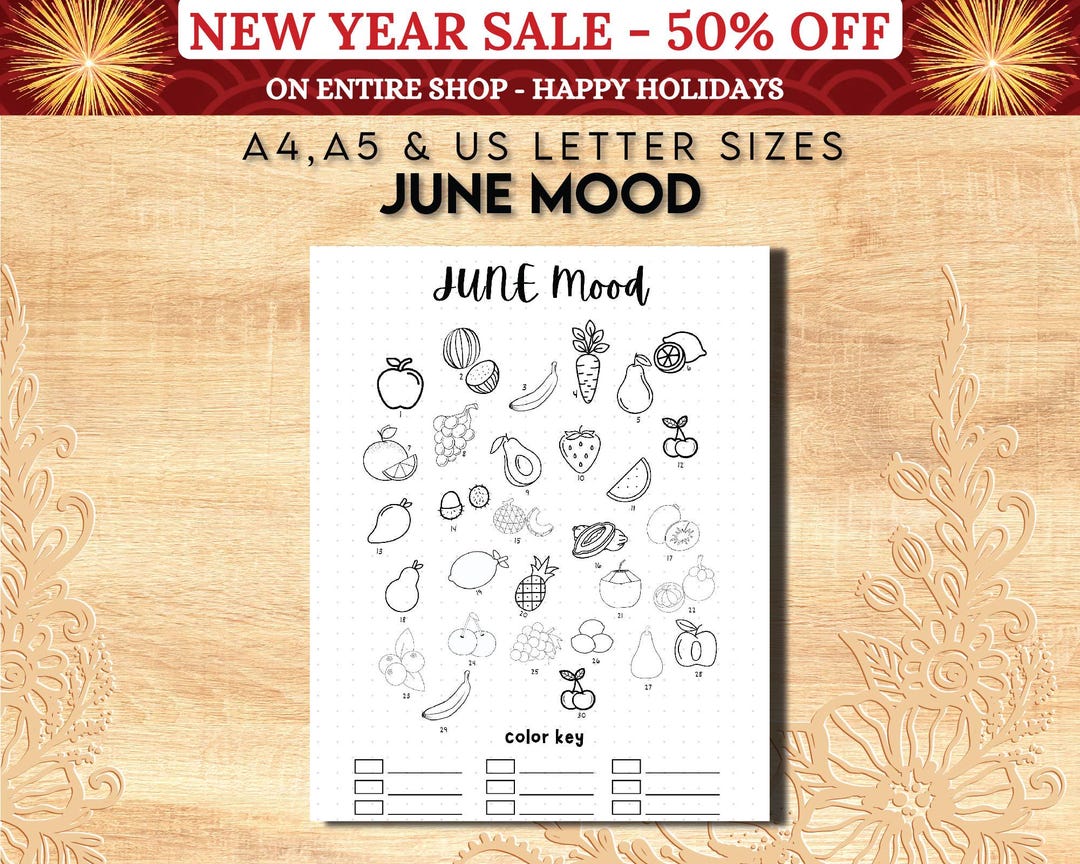 June Monthly Mood Tracker Printable, Digital Mental Health Journal ...
