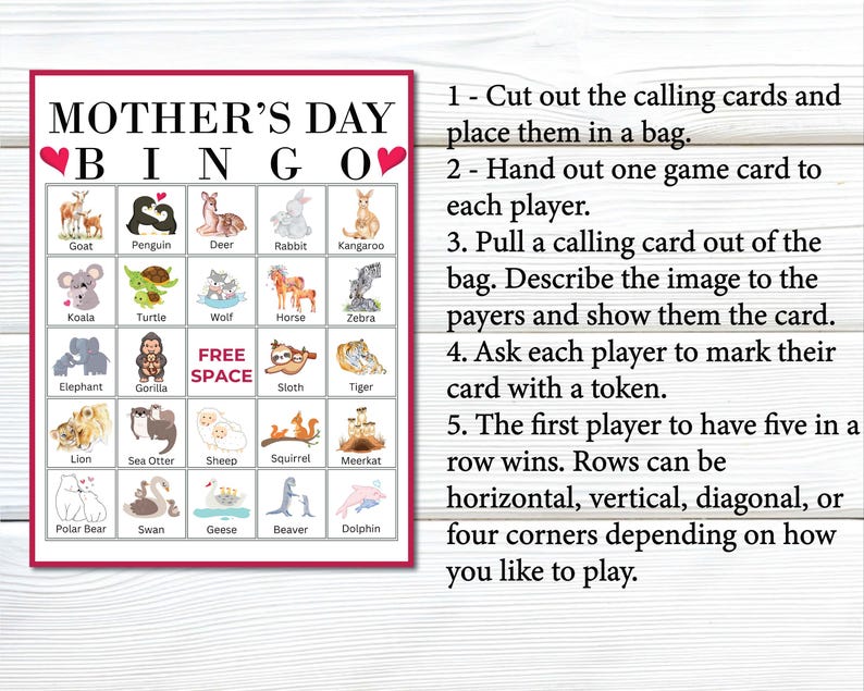 Printable Mother's Day Bingo, 50 Mother's Day Bingo Cards, Kids Mother ...