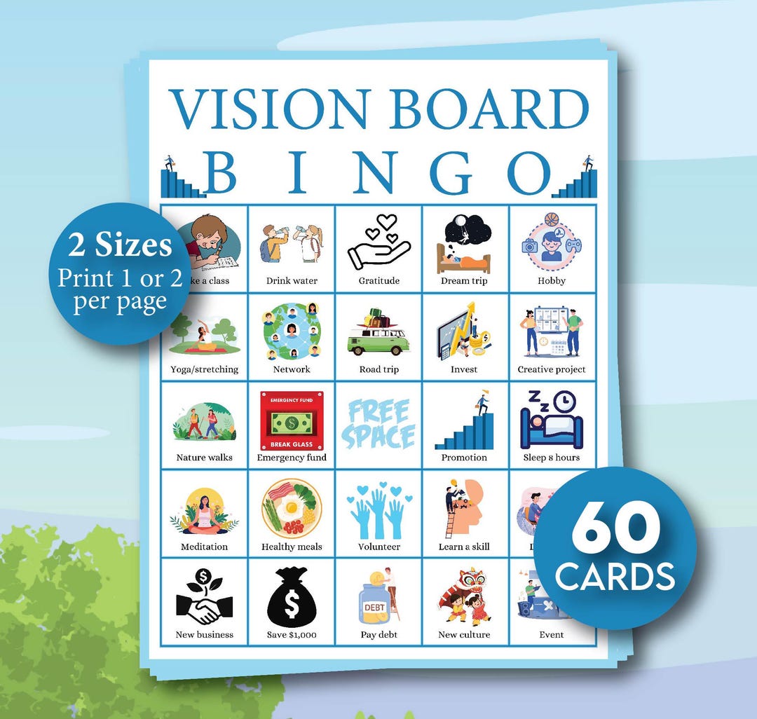Vision Bingo Cards, Vision Board Bingo Card, Bingo Vision Cards, New ...