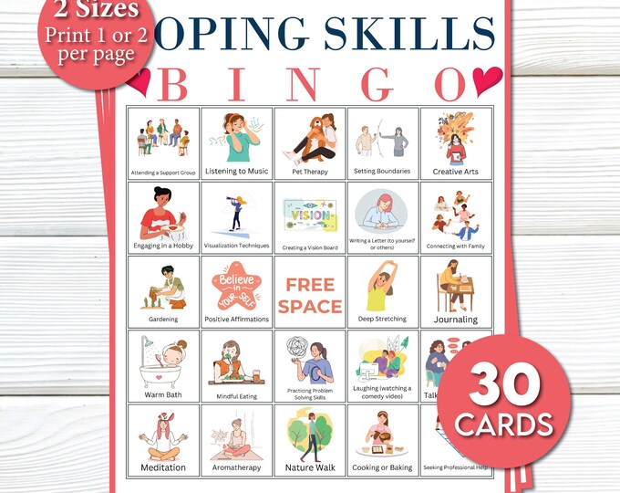 Coping Skills Bingo Game, Mindfulness Bingo, 30 Mindfulness Bingo Cards ...