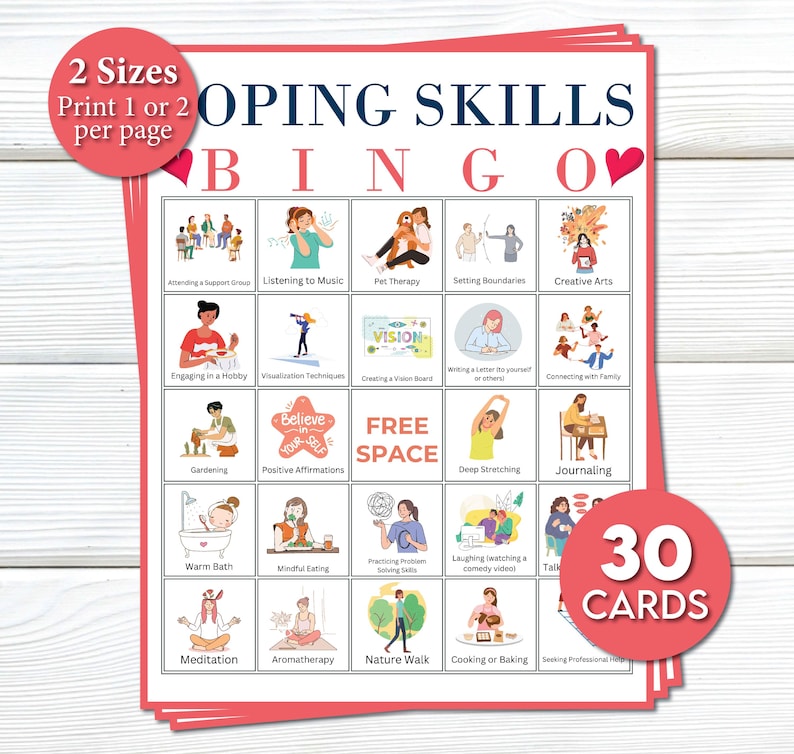 Coping Skills Bingo Game, Mindfulness Bingo, 30 Mindfulness Bingo Cards ...