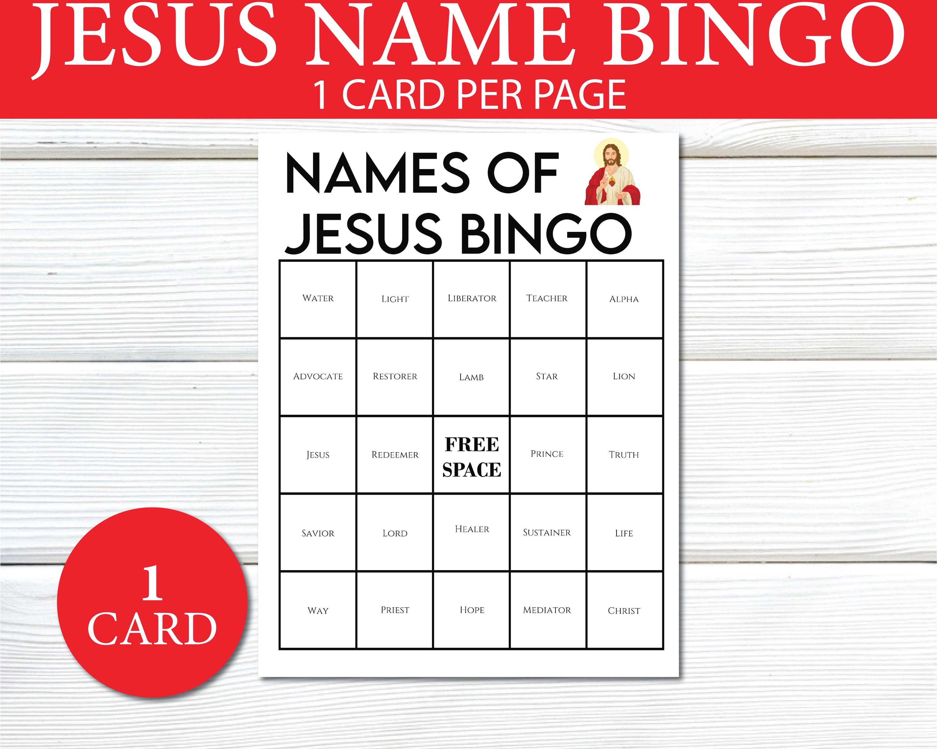 50 Names of Jesus Bingo Cards, Sunday School Game, Bible Bingo ...