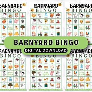60 Barnyard Bingo Cards, Barnyard Bingo Games, Farm Bingo, Barnyard ...